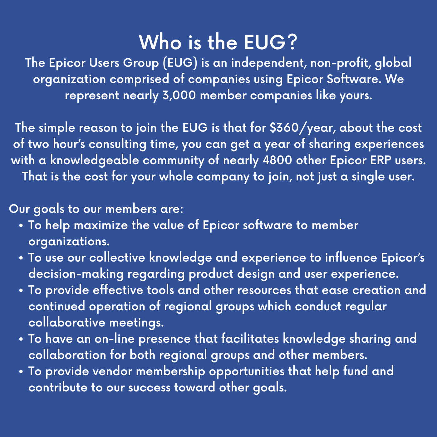 About the EUG - Epicor Users Group